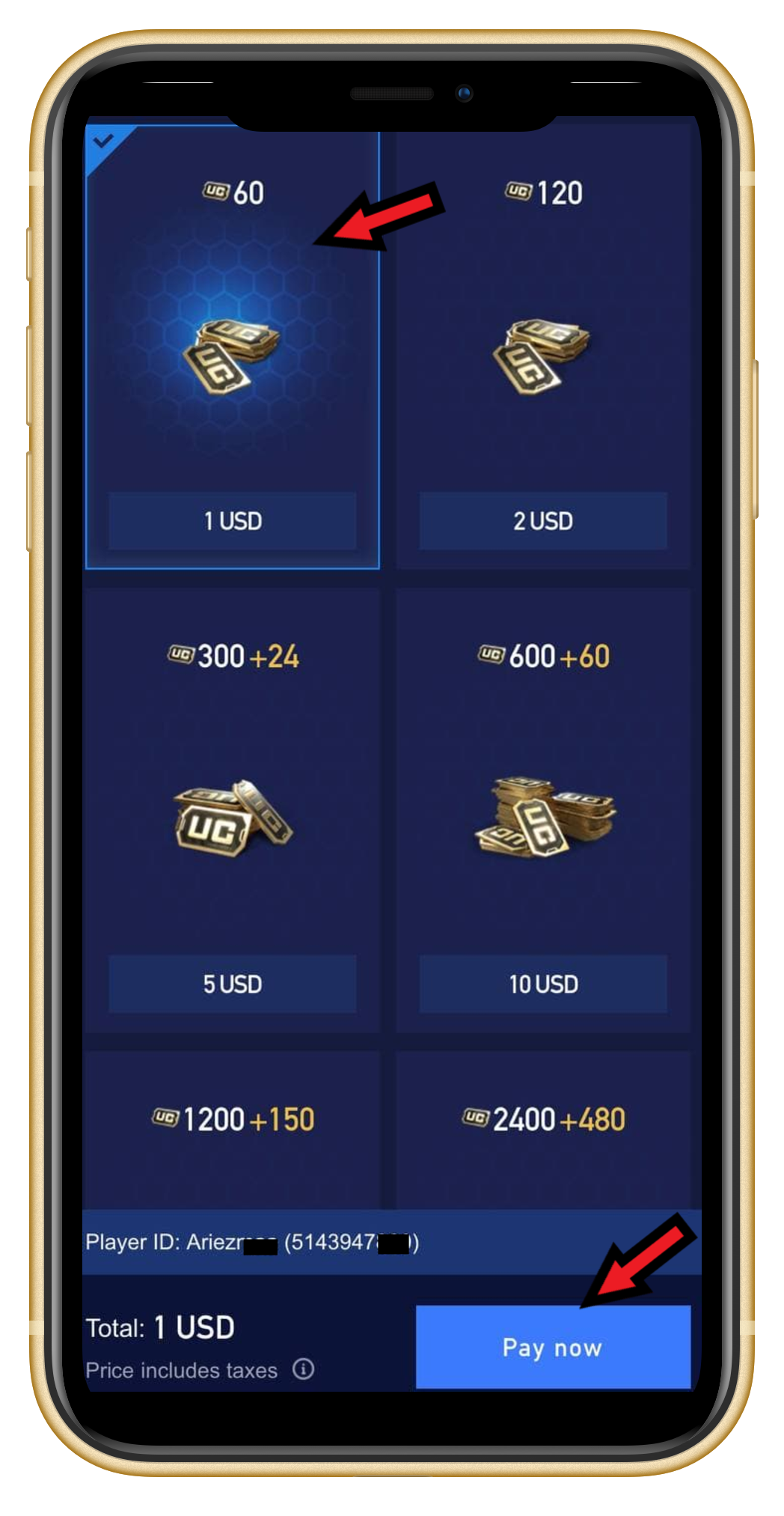 របៀបទិញ UC ក្នុងហ្គេម PUBG Mobile – Codashop ប្រទេសកម្ពុជា (Cambodia)